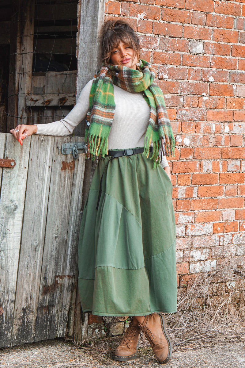 ‘Front Runner’ Combat Style Maxi Skirt in Khaki – Lost Lover Boutique